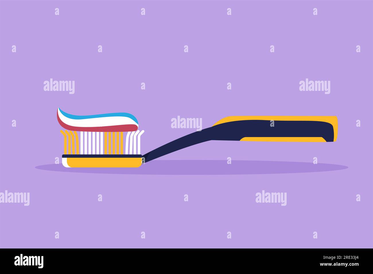 Cartoon flat style drawing toothbrush with toothpaste. Dental care ...