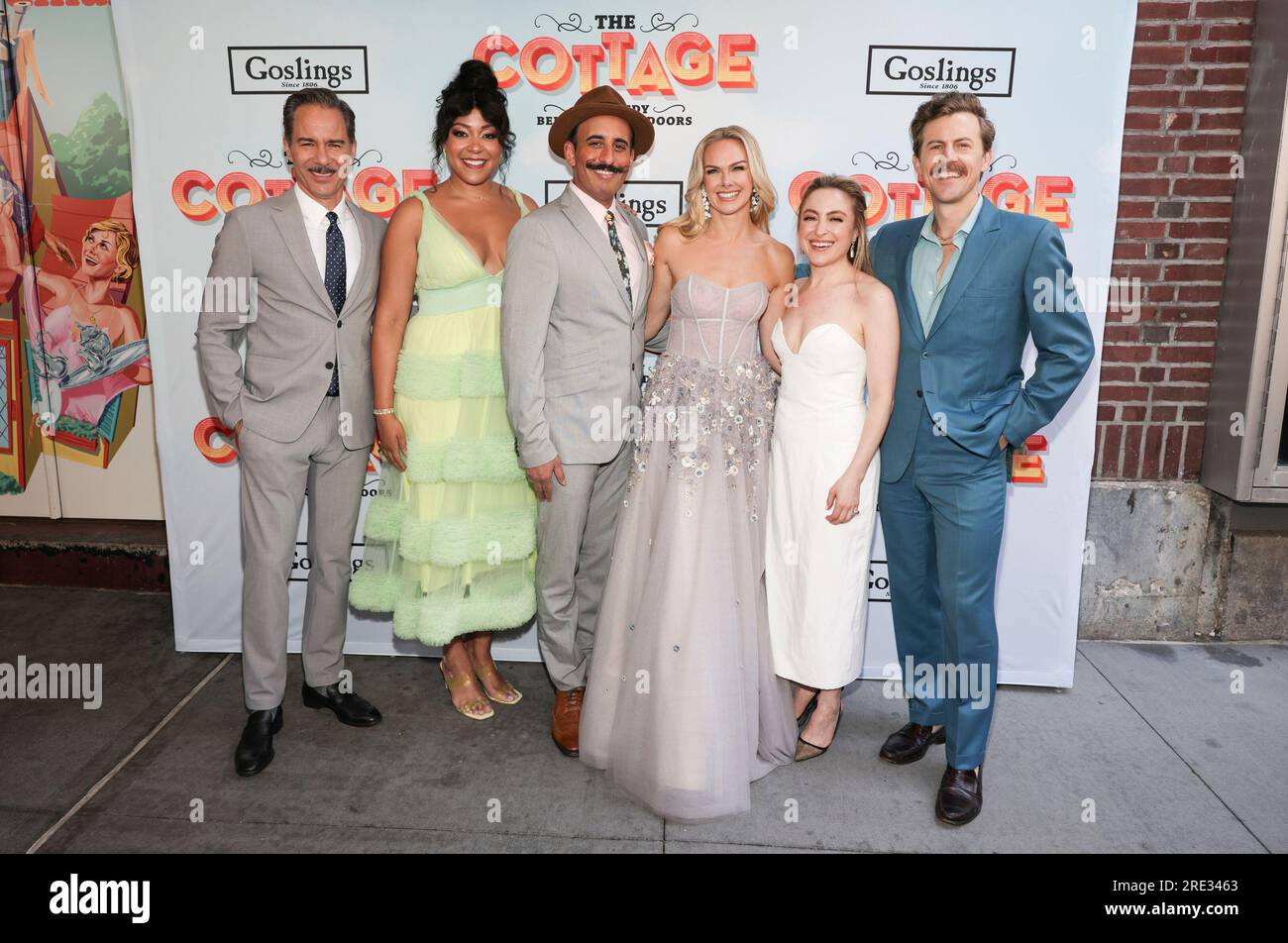 Eric McCormack, left, Lilli Cooper, Nehal Joshi, Laura Bell Bundy, Dana ...