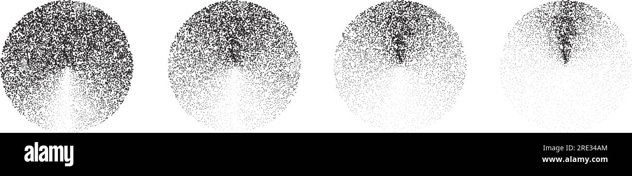 Set of textured gradient circles. Black dotted disk collections ...
