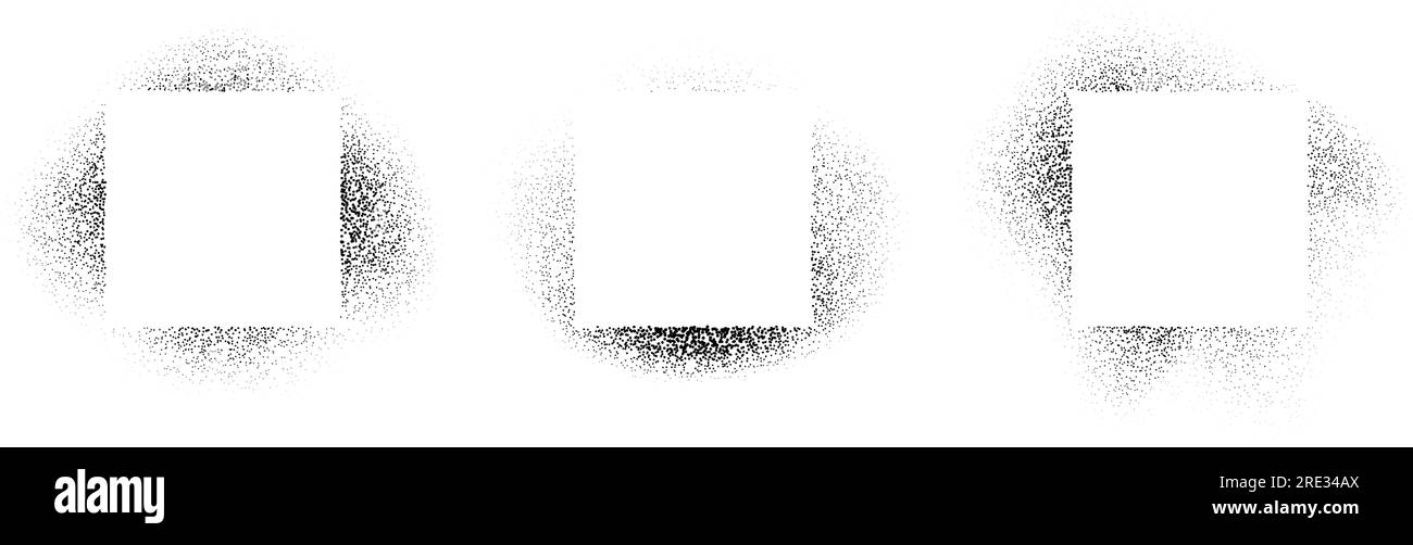 Square frames set with spray stencil effect. Grunge dotted rectangle ...