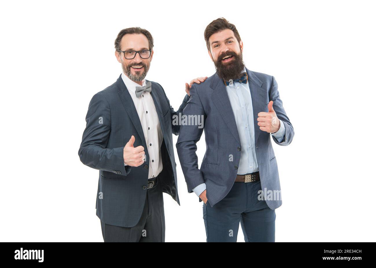 Men bearded formal suits. Successful partnership. Achieve success ...