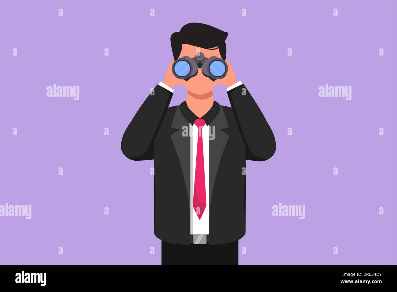 Graphic flat design drawing businessman looking through binoculars ...