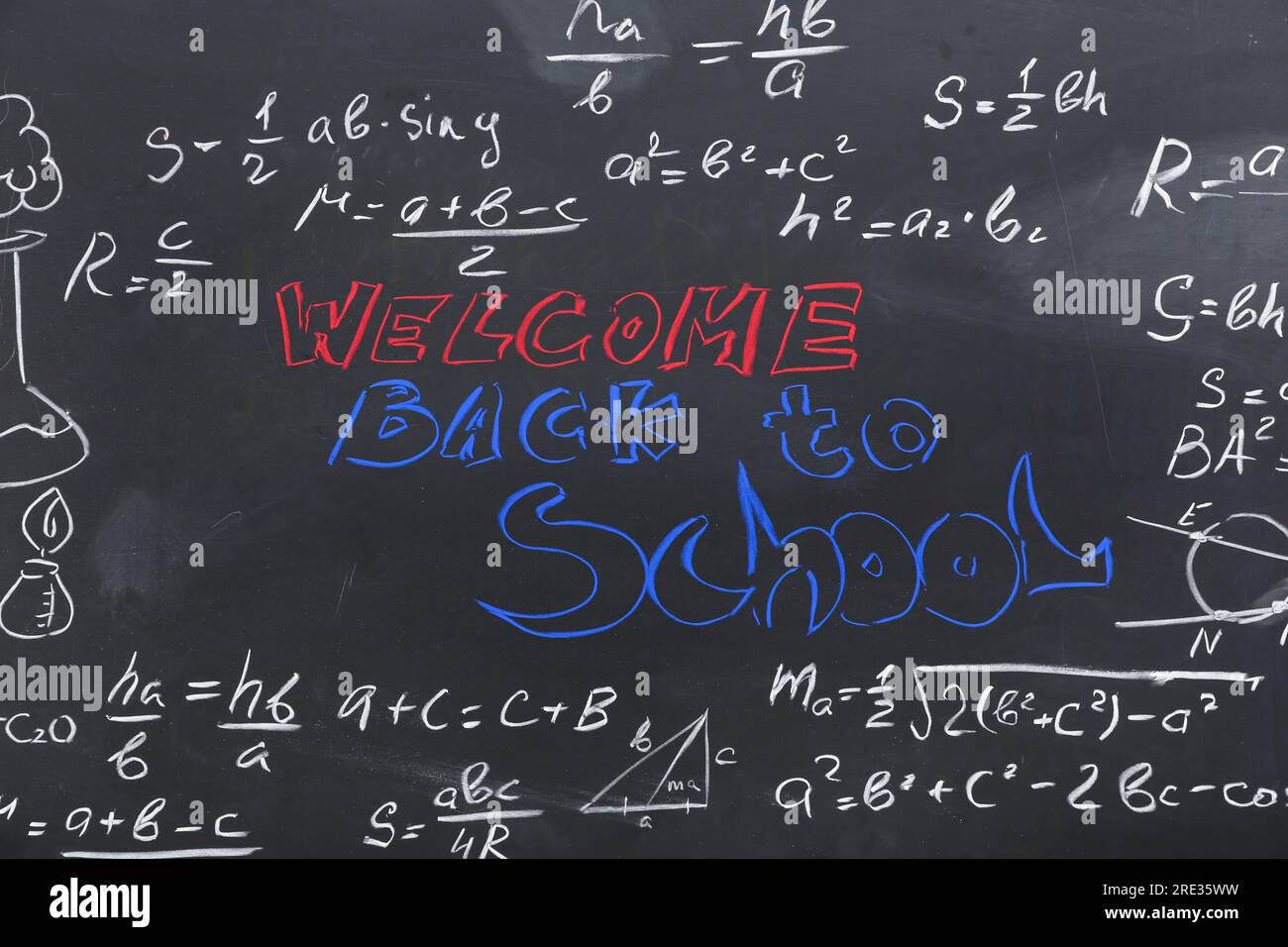 Frame made of different formulas with text WELCOME BACK TO SCHOOL on ...