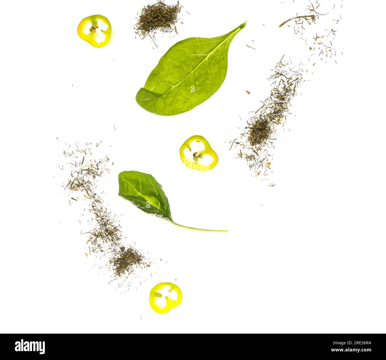 Flying spices on white background Stock Photo - Alamy