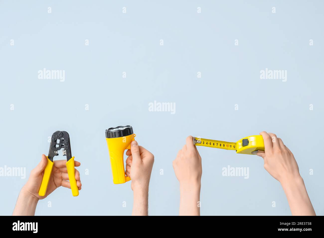 Electrician hands tools on hi-res stock photography and images - Alamy