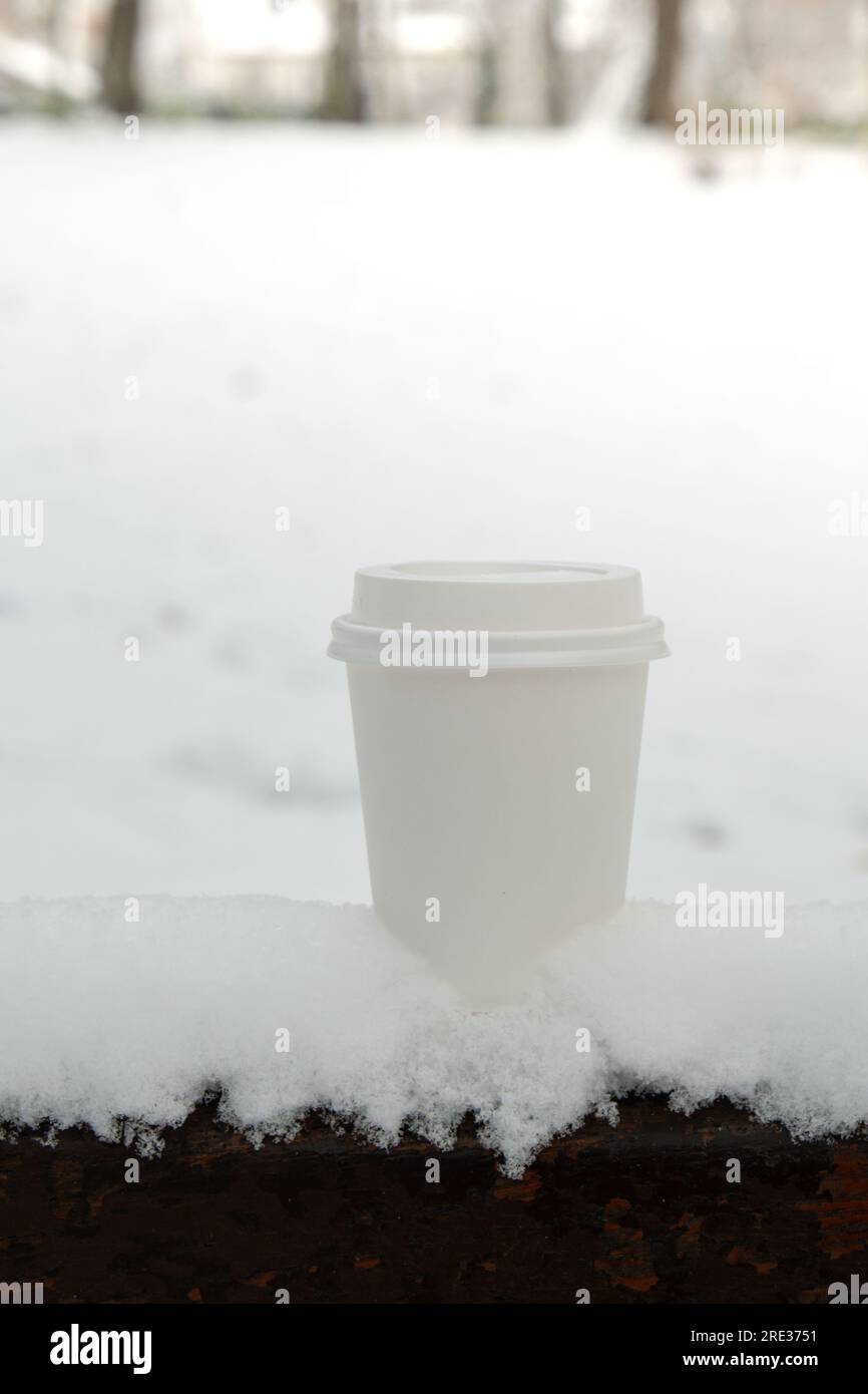 Hot warming drink in Eco paper cup. Mock up Cardboard coffee or tea Cup ...