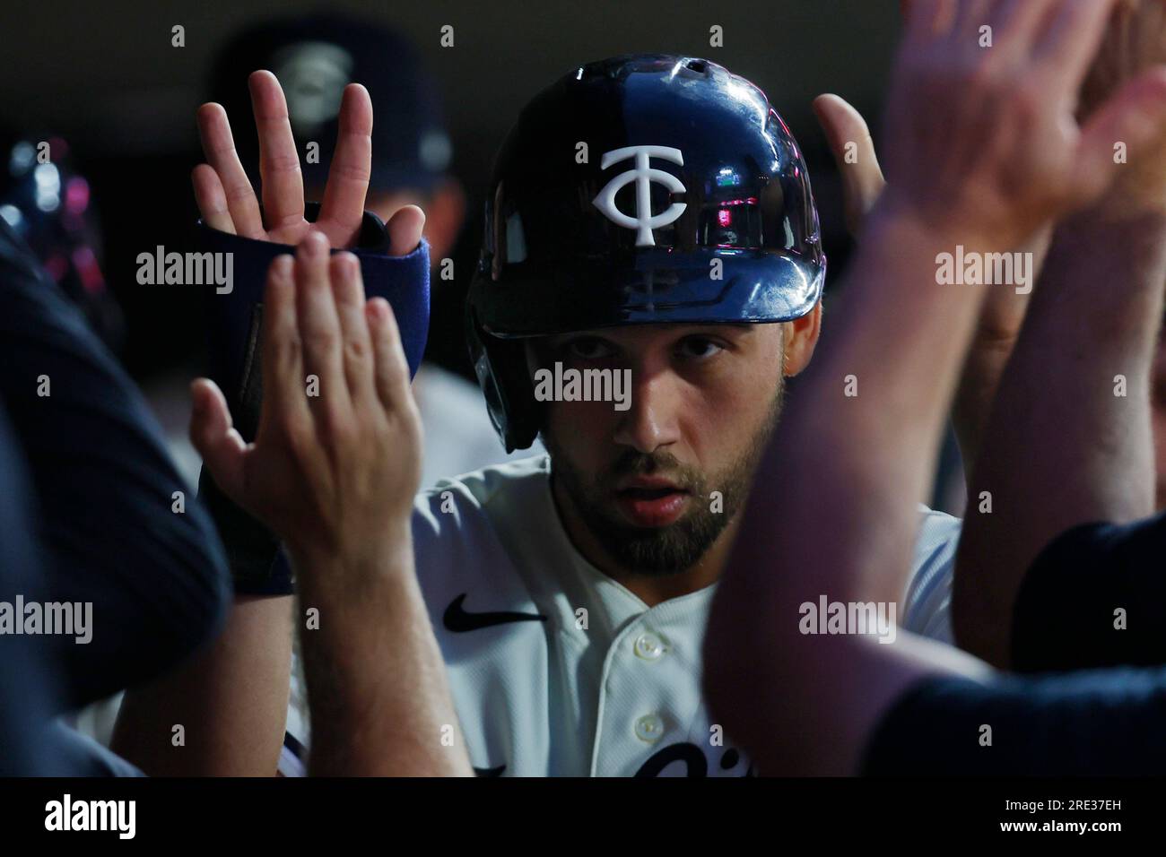 Minnesota Twins' Alex Kirilloff celebrates after his run against the ...