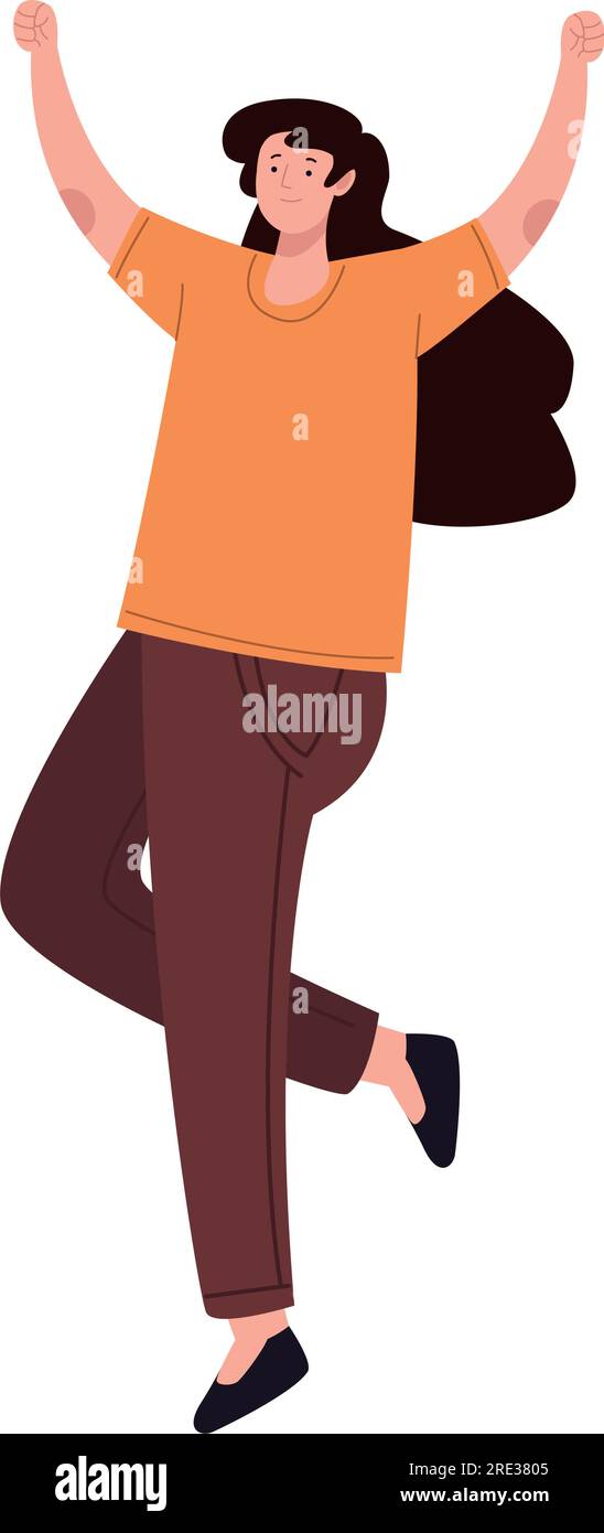 jumping young female cartoon Stock Vector Image & Art - Alamy