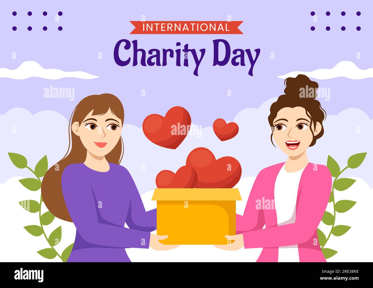 International Day of Charity Social Media Background Flat Cartoon Hand ...