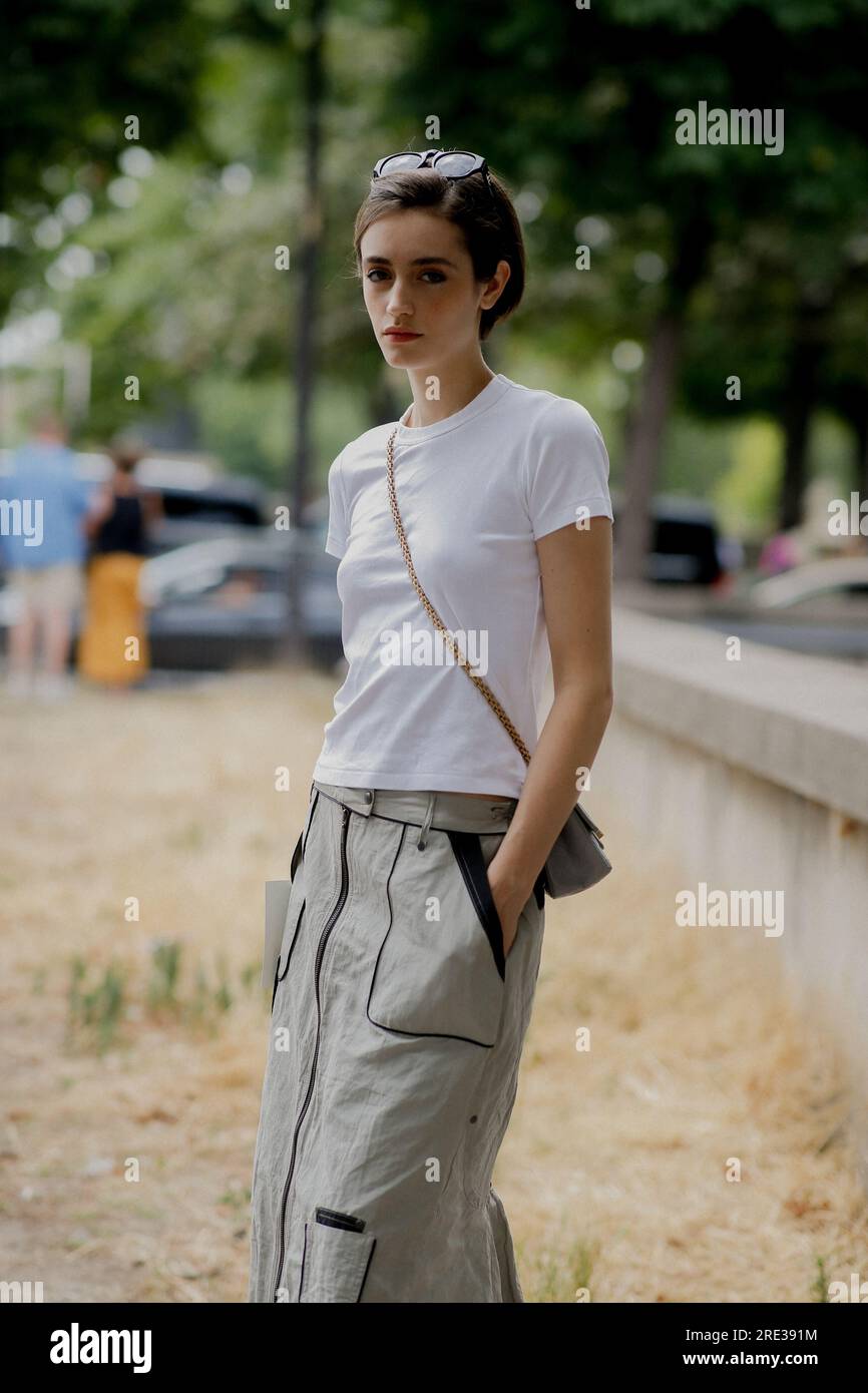 Paris, France. 04th July, 2023. Street style, model Kim Schell after ...