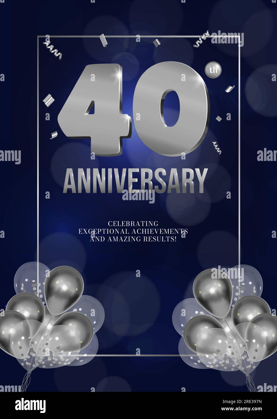 Anniversary celebration flyer silver numbers dark background design ...