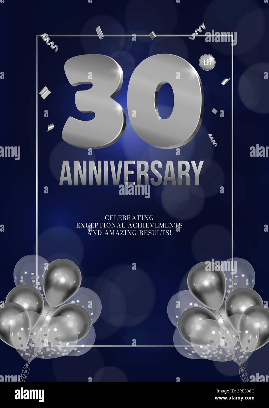 Anniversary celebration flyer silver numbers dark background design ...
