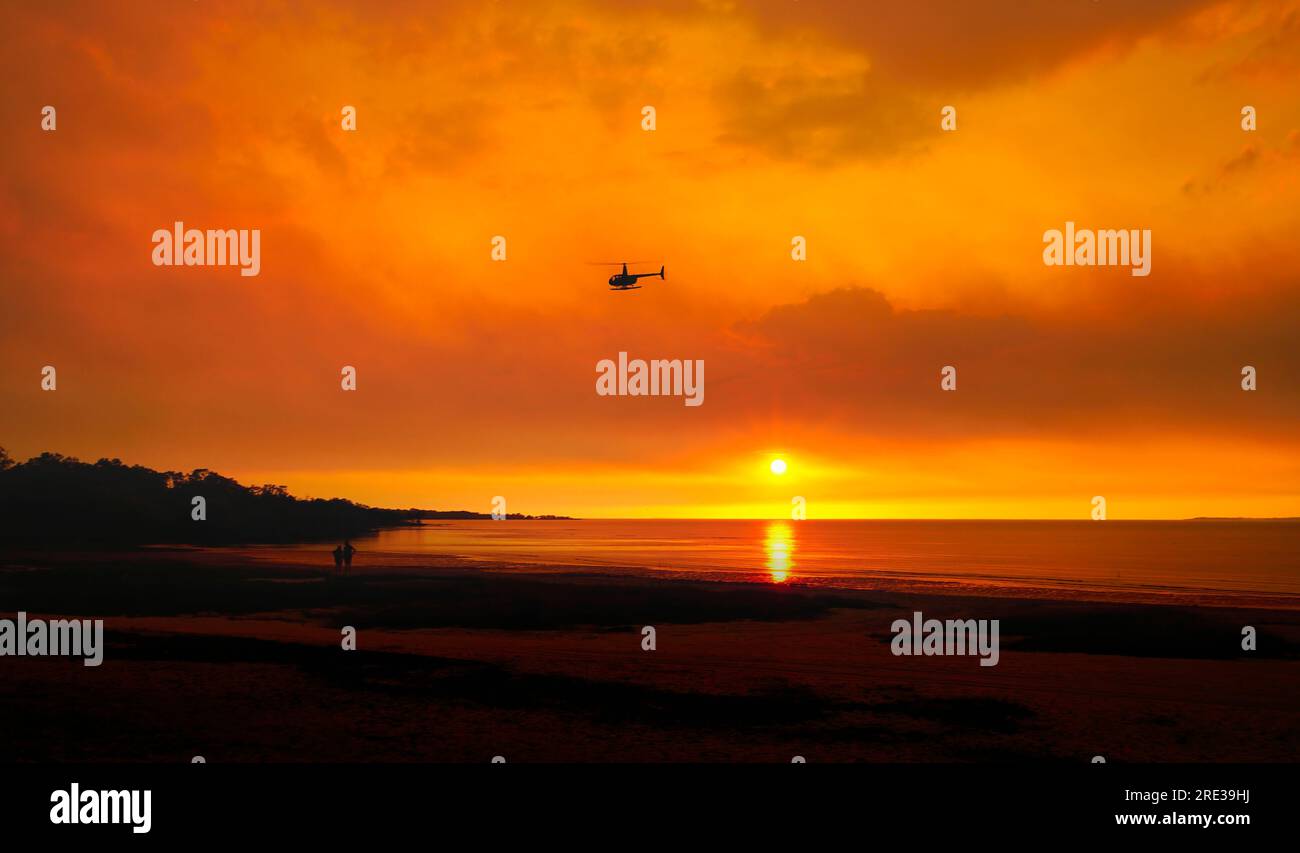 Golden sunset in the remote town Weipa, Cape York, North Queensland ...