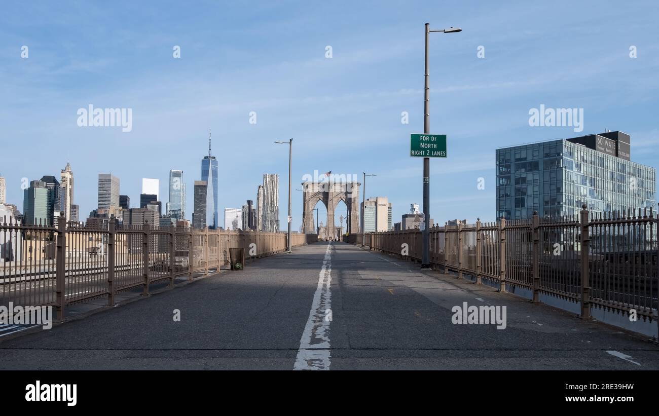 Architectural detail of the Brooklyn Bridge, a hybrid cable-stayed ...