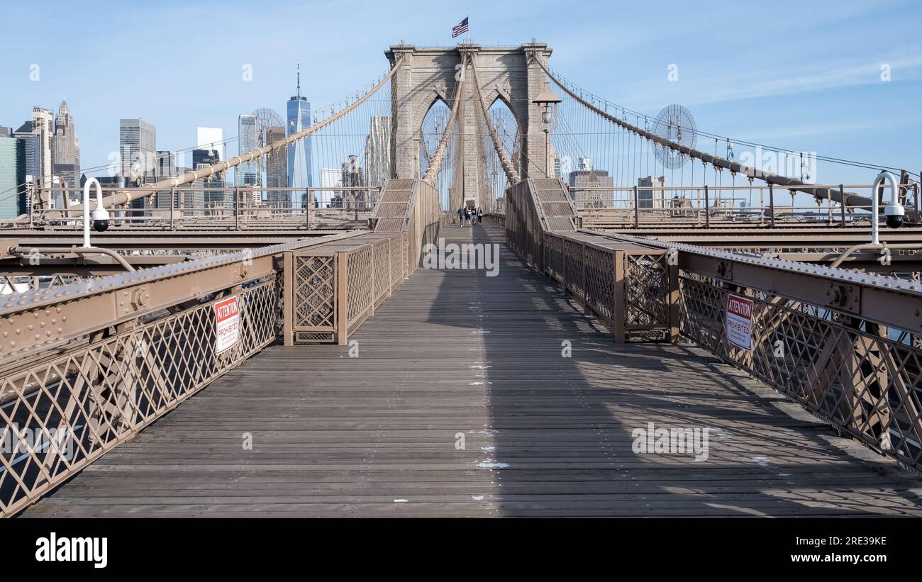 Architectural detail of the Brooklyn Bridge, a hybrid cable-stayed ...