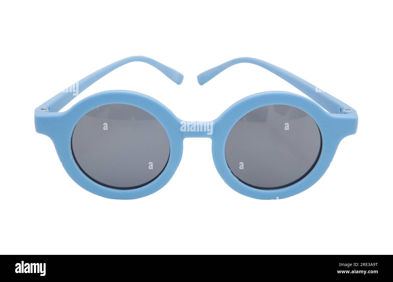 Sunglasses isolated on white background, children pastel blue round ...