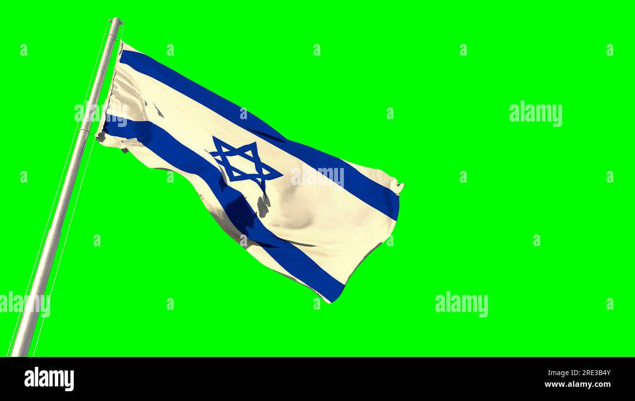 Waving glorious flag of Israel on green screen, isolated - object 3D ...