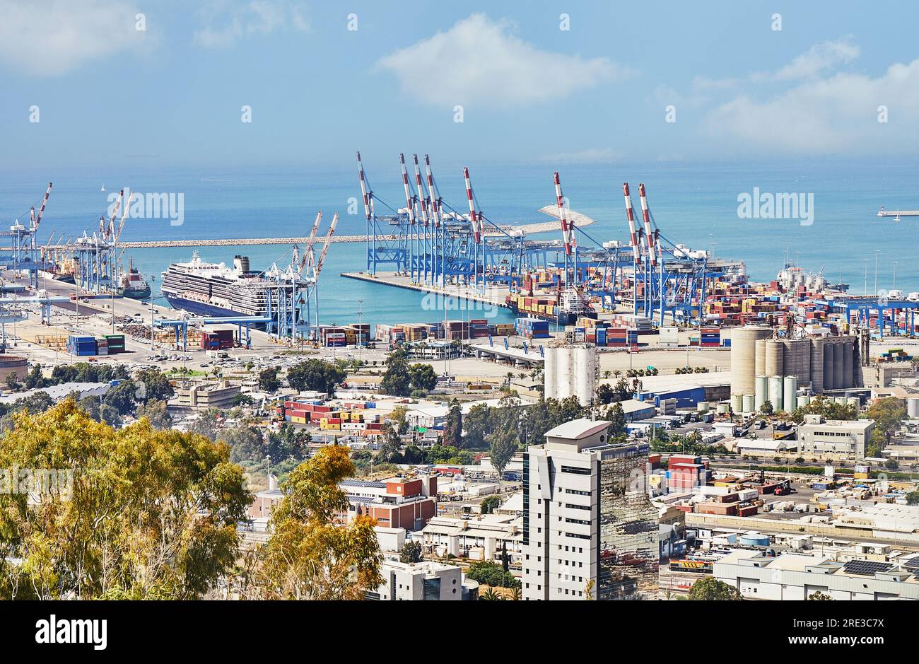 Haifa, Israel - June 17, 2023: Sea port in the city of Haifa, panorama ...