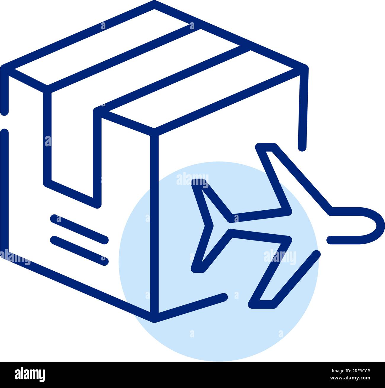 Air cargo delivery. Parcel box and plane symbol. Pixel perfect icon ...
