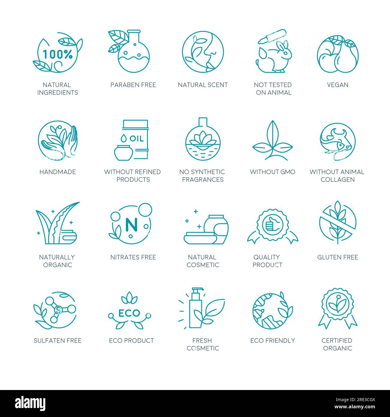 Labels and signs for organic and natural cosmetic. Not tested on ...