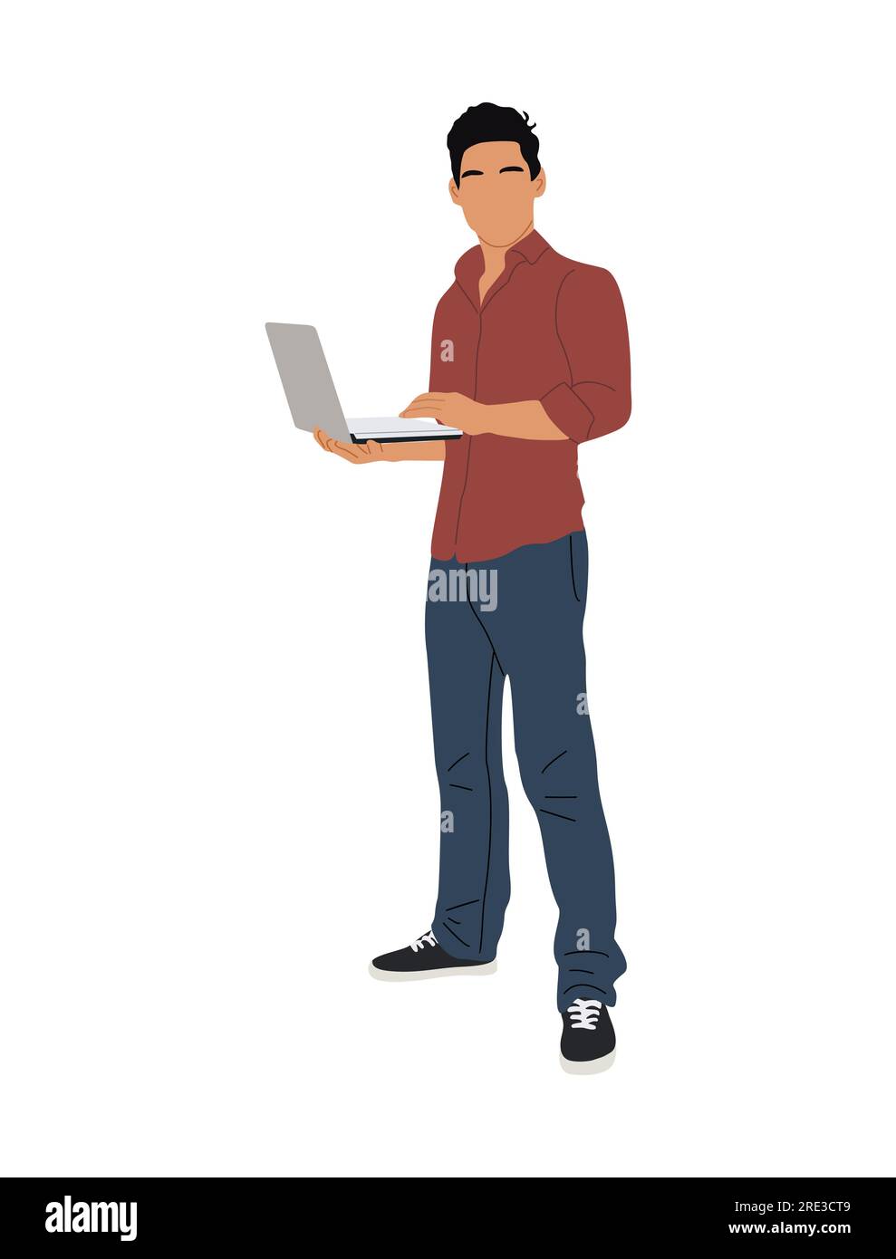 Young Business man working at laptop vector Stock Vector Image & Art ...