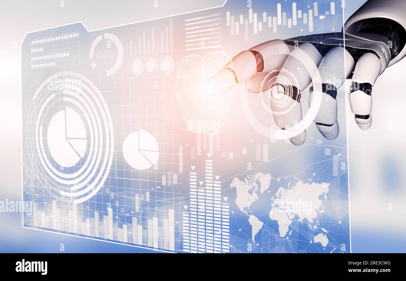 3D Rendering Futuristic robot technology development, artificial intelligence AI, and machine ...