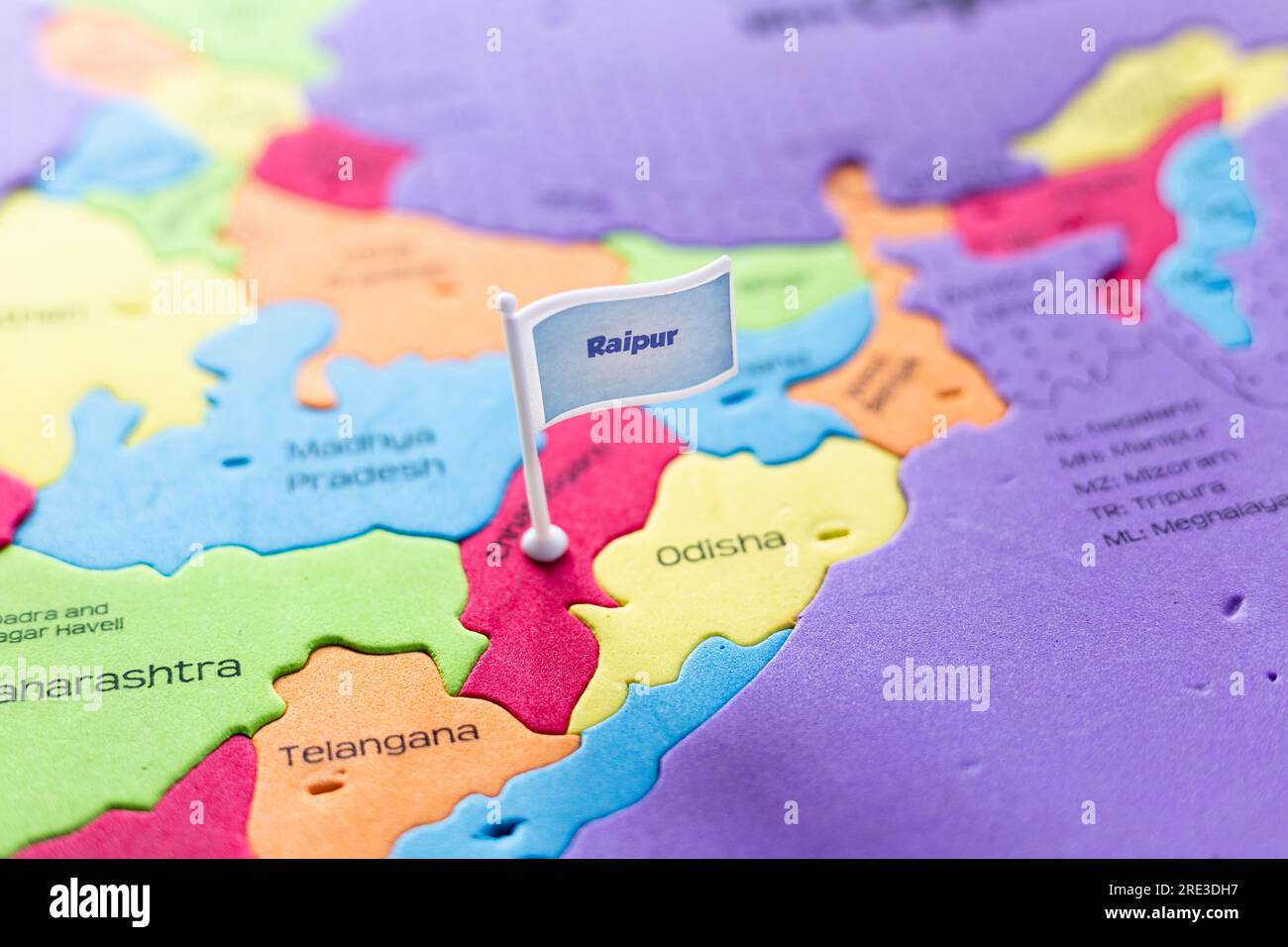 Selective focus on Raipur - the capital city of Chhattisgarh on an ...