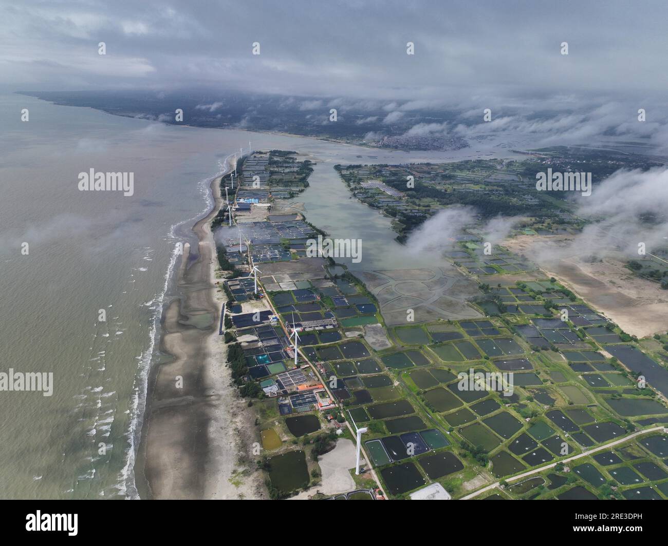 Aerial photo shows the wind power farm project under construction in Xinliao Township, Xuwen ...