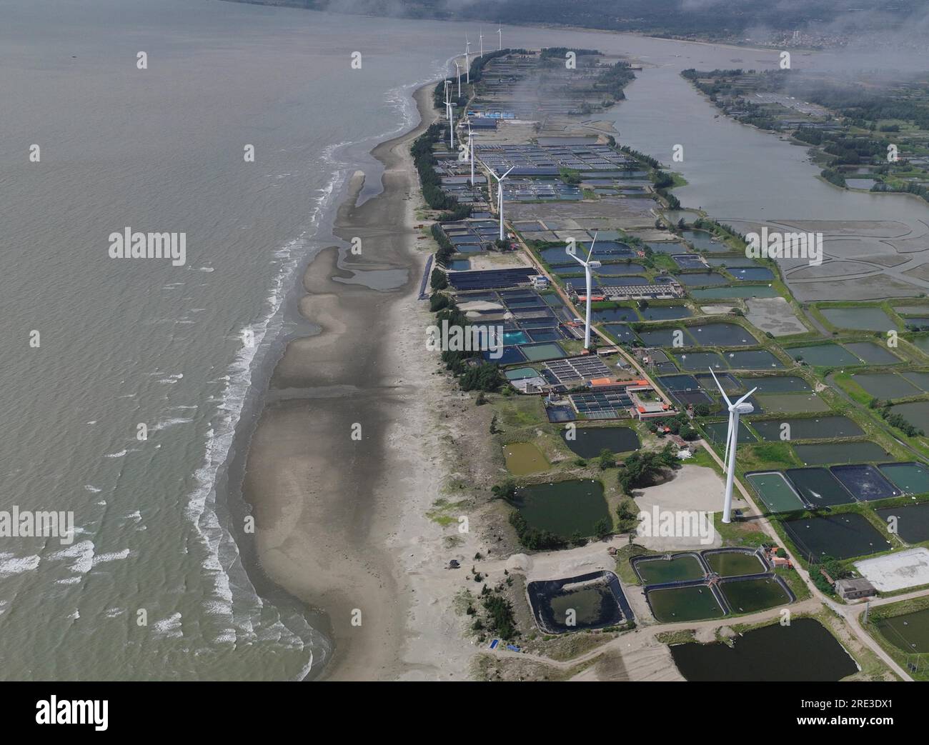 Aerial photo shows the wind power farm project under construction in ...