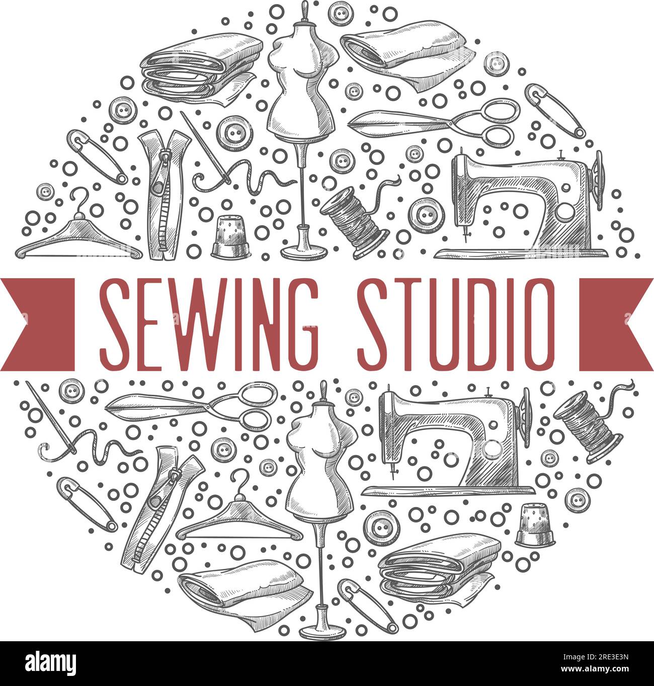 Master class and education in sewing studio, label or emblem with ...