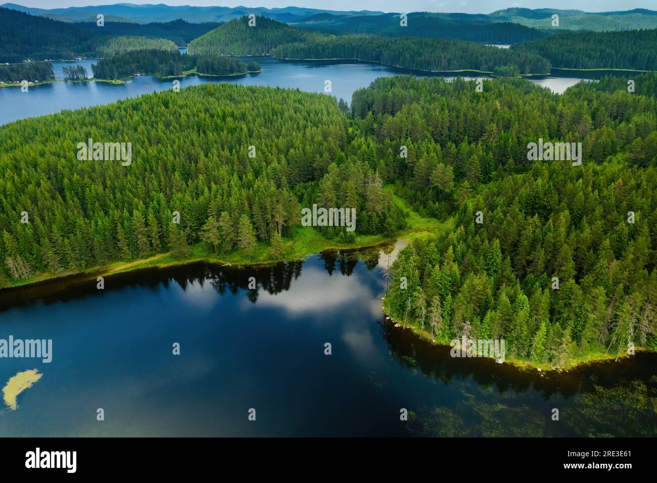 Shiroka polyana beautiful nature of lakes aerial view, clouds ...