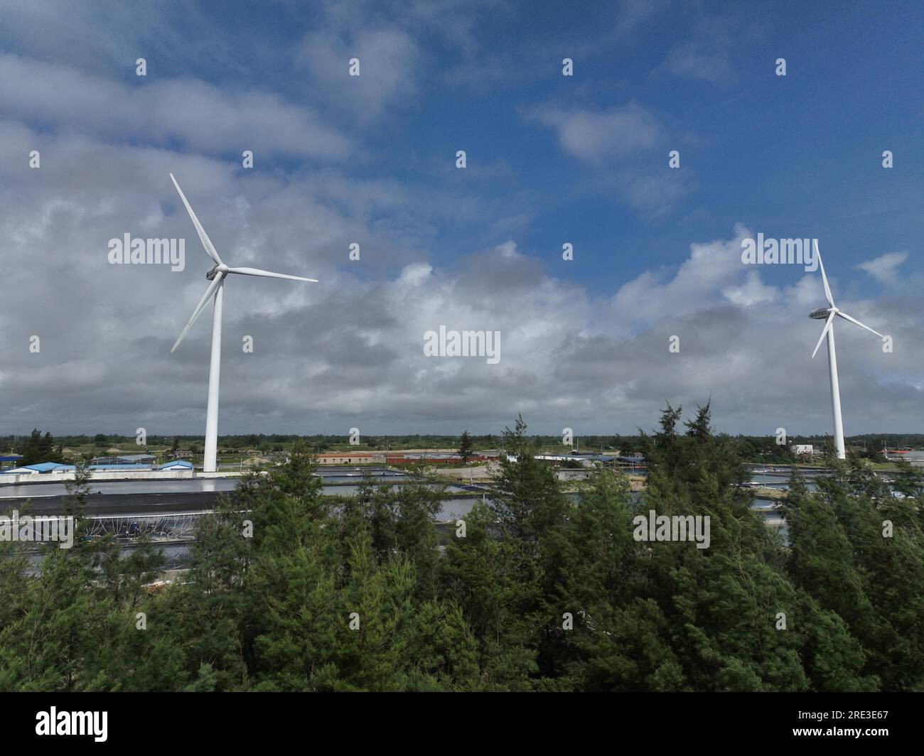 Aerial photo shows the wind power farm project under construction in ...