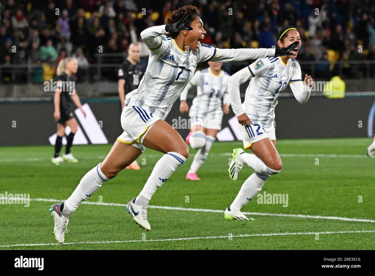 Philippines' Sarina Bolden reacts after scoring her team's first goal ...