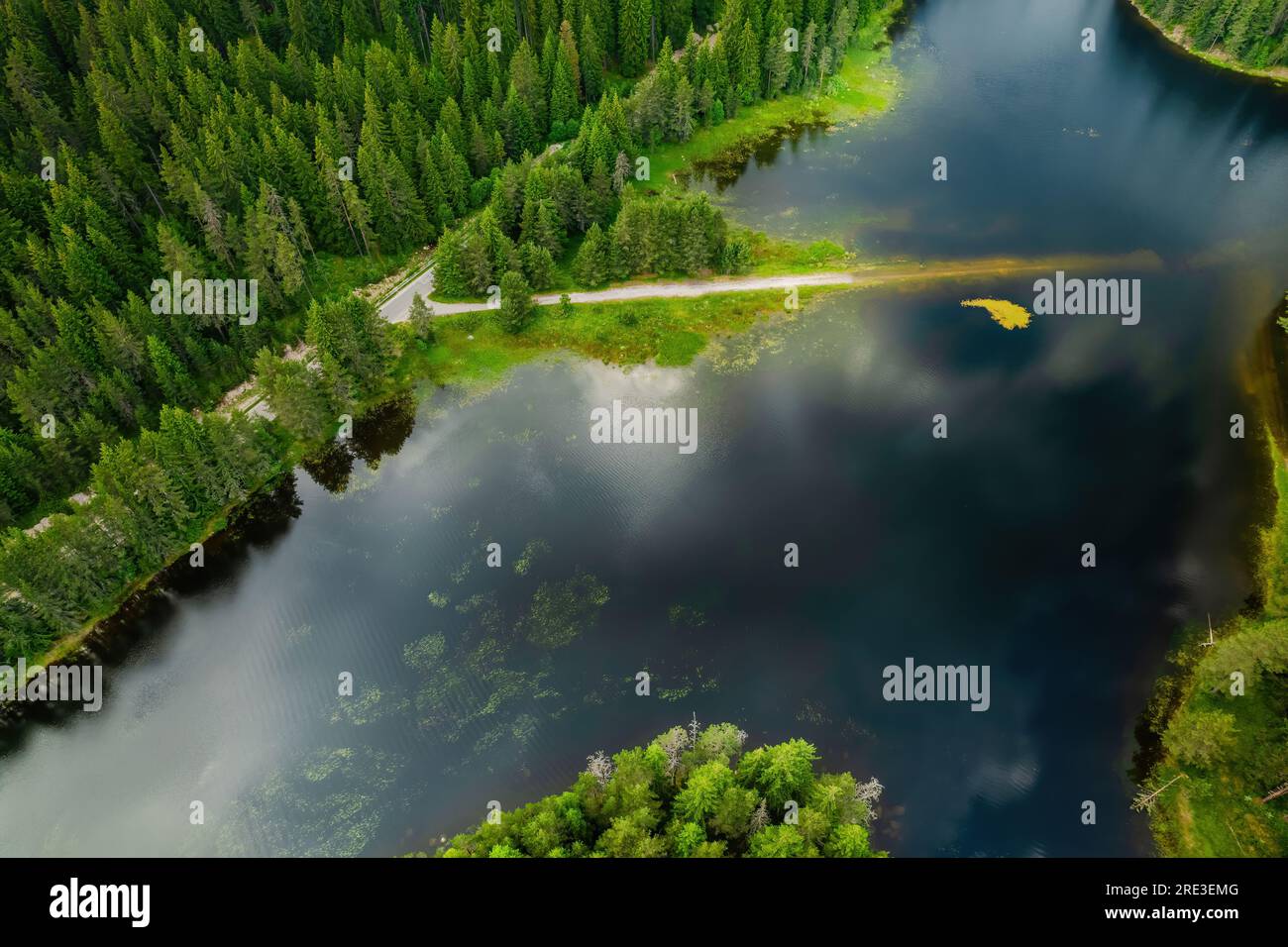 Shiroka polyana beautiful nature of lakes aerial view, clouds ...