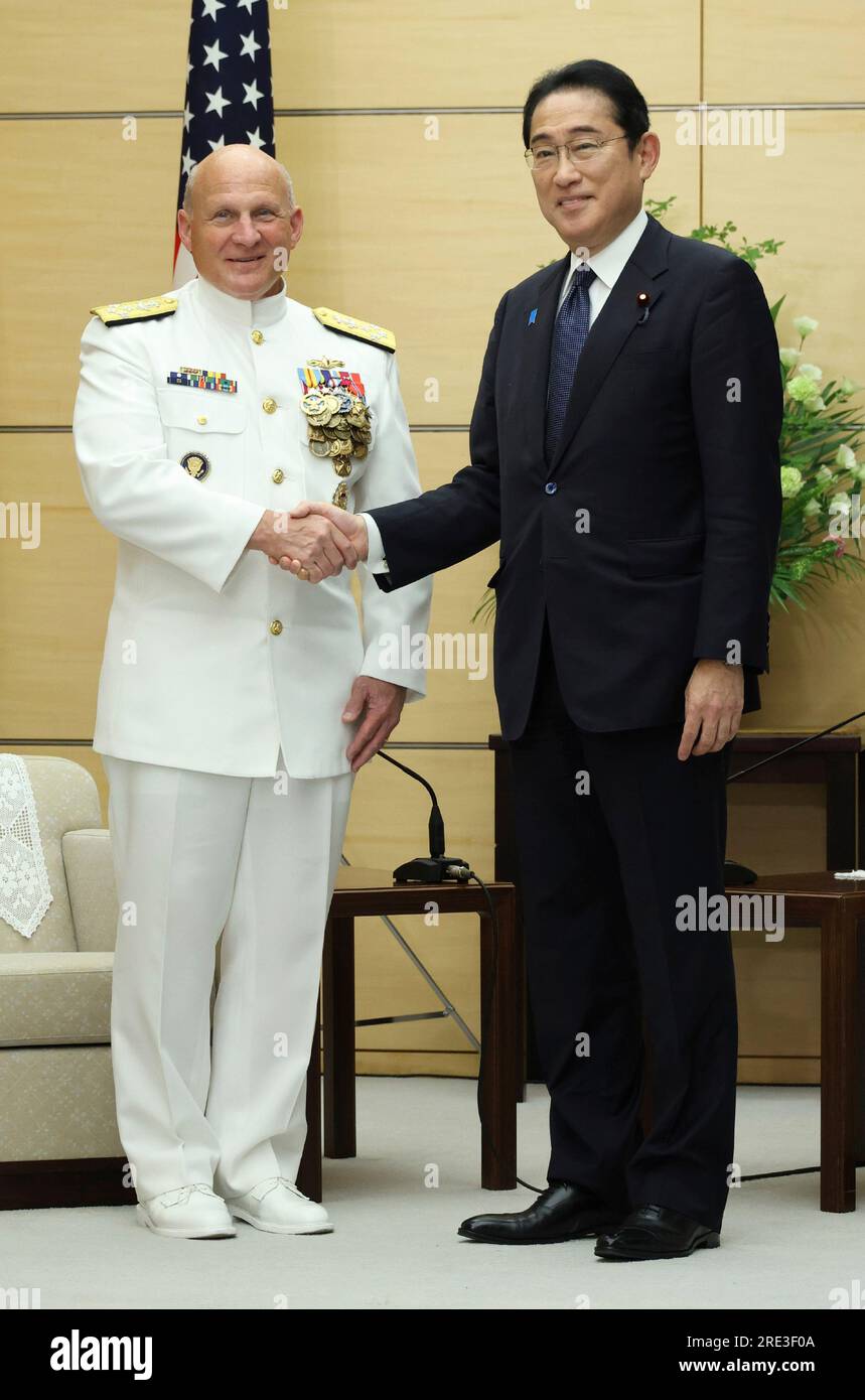 US chief of naval operations Adm. Michael Gilday meets Japan's Prime ...