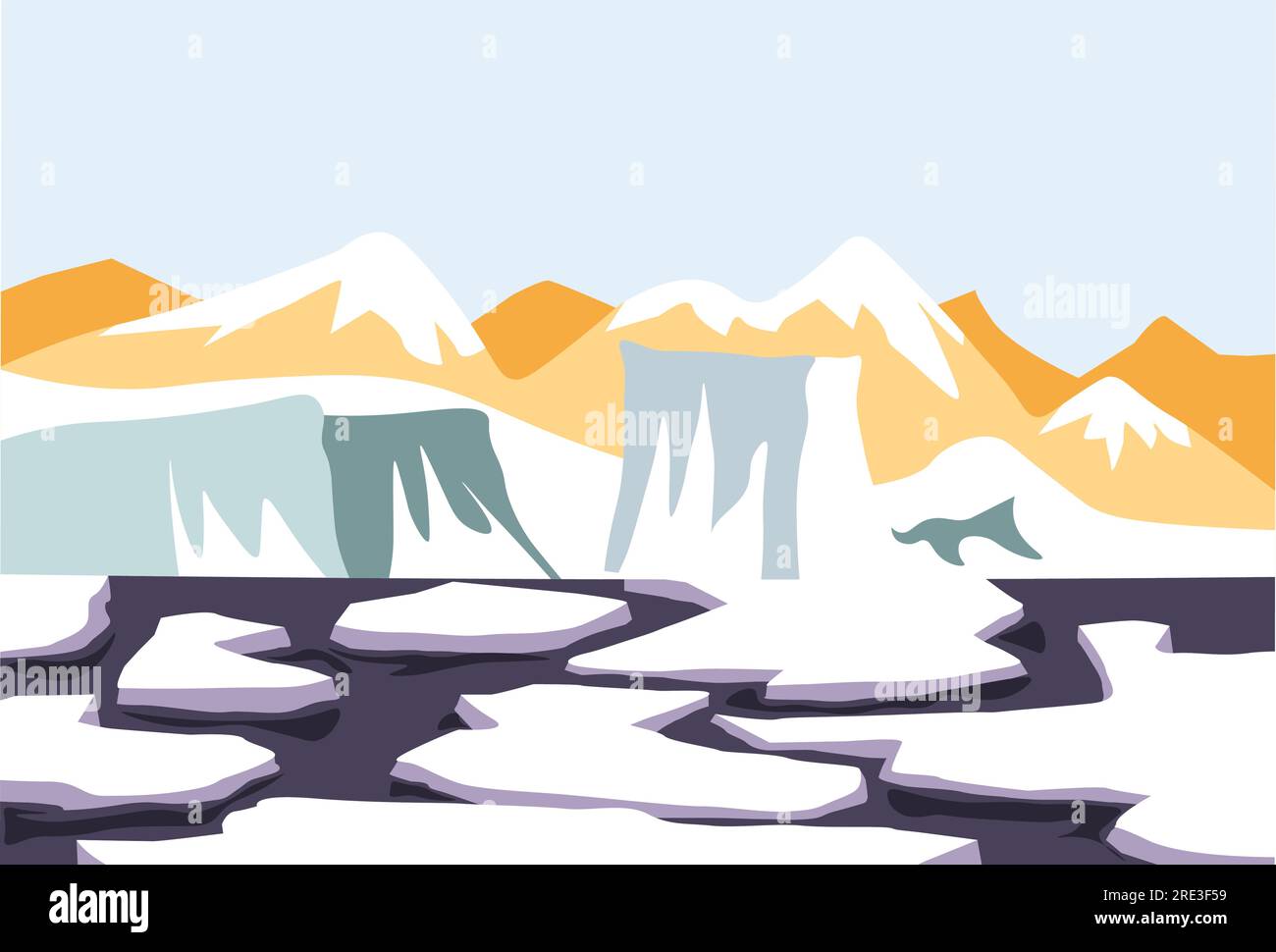 Spring season, melting ice on water and thawing glaciers. Ecological ...