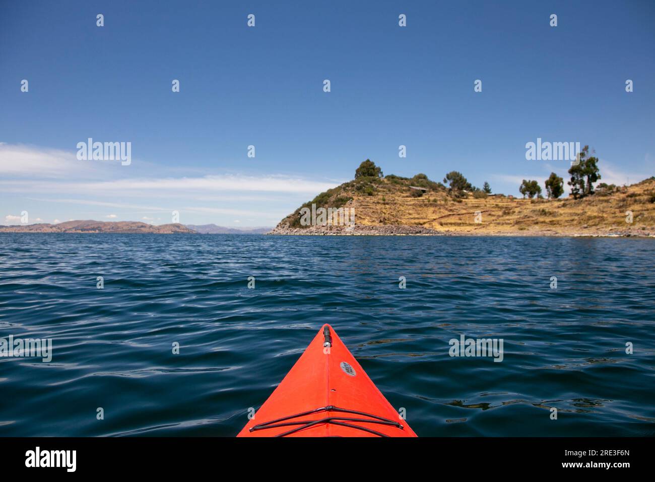 Kayaking on Lake Titicaca in Peru Stock Photo - Alamy