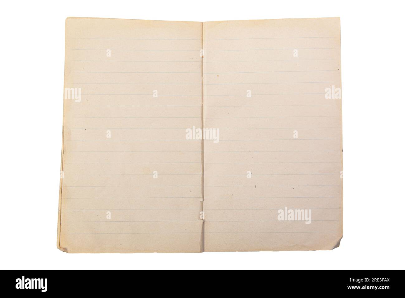 Vintage blank open notebook with lined paper isolated on white Stock ...