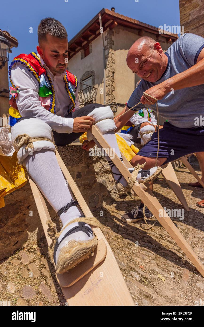 The Dance of the Stilts. Danzadores de Anguiano. Anguiano village. La ...