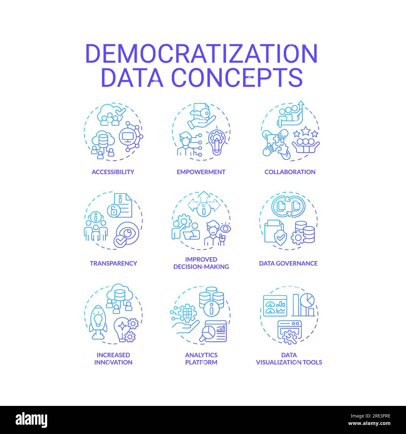 Gradient icons for data democratization concepts Stock Vector Image ...