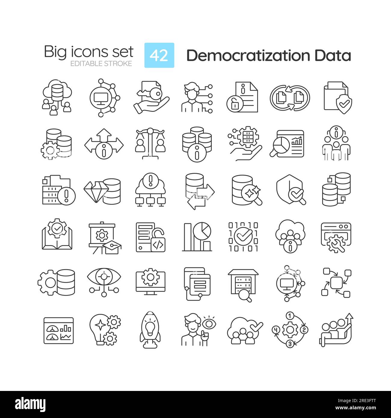 Thin linear icon set for data democratization Stock Vector Image & Art - Alamy