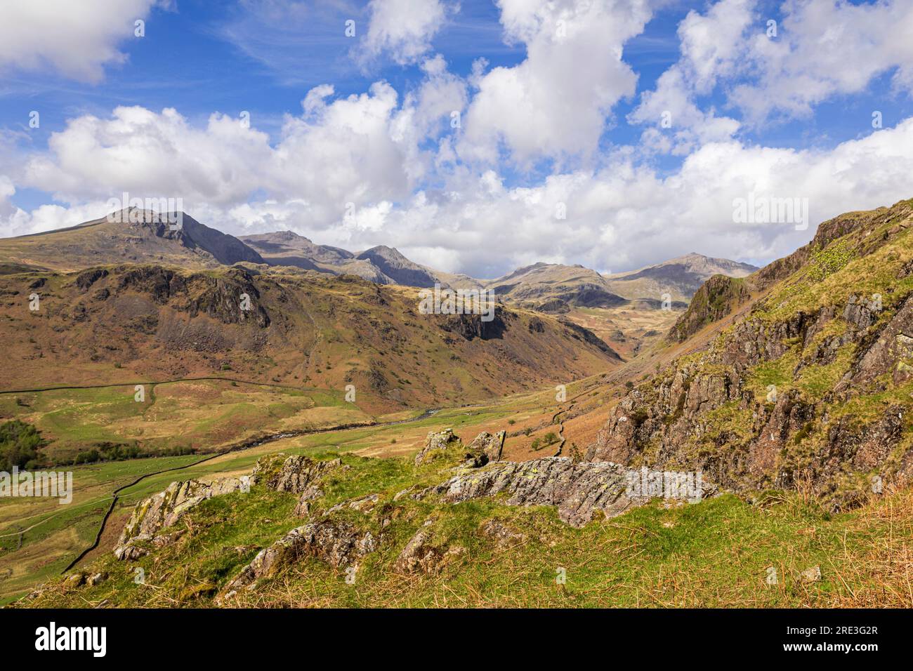 Views of Scafell Pike from Hardknott pass near Eskdale in the Lake ...