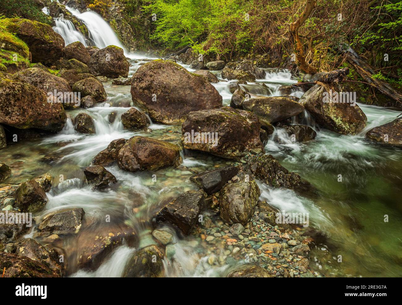 The waterfalls of Ritsons Force in the valley of Mosedale and the ...