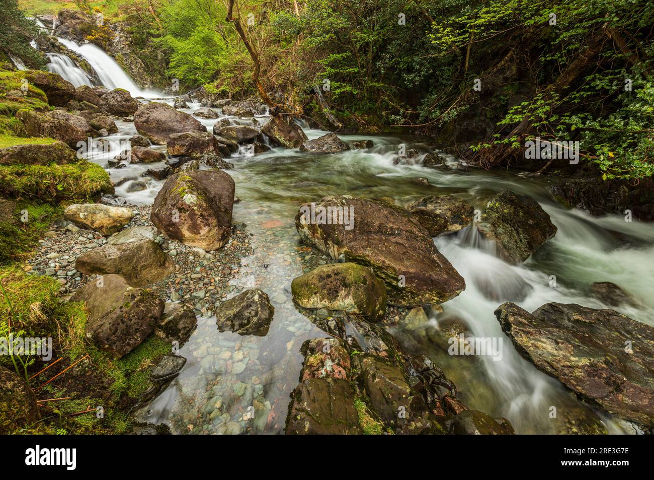 The waterfalls of Ritsons Force in the valley of Mosedale and the ...