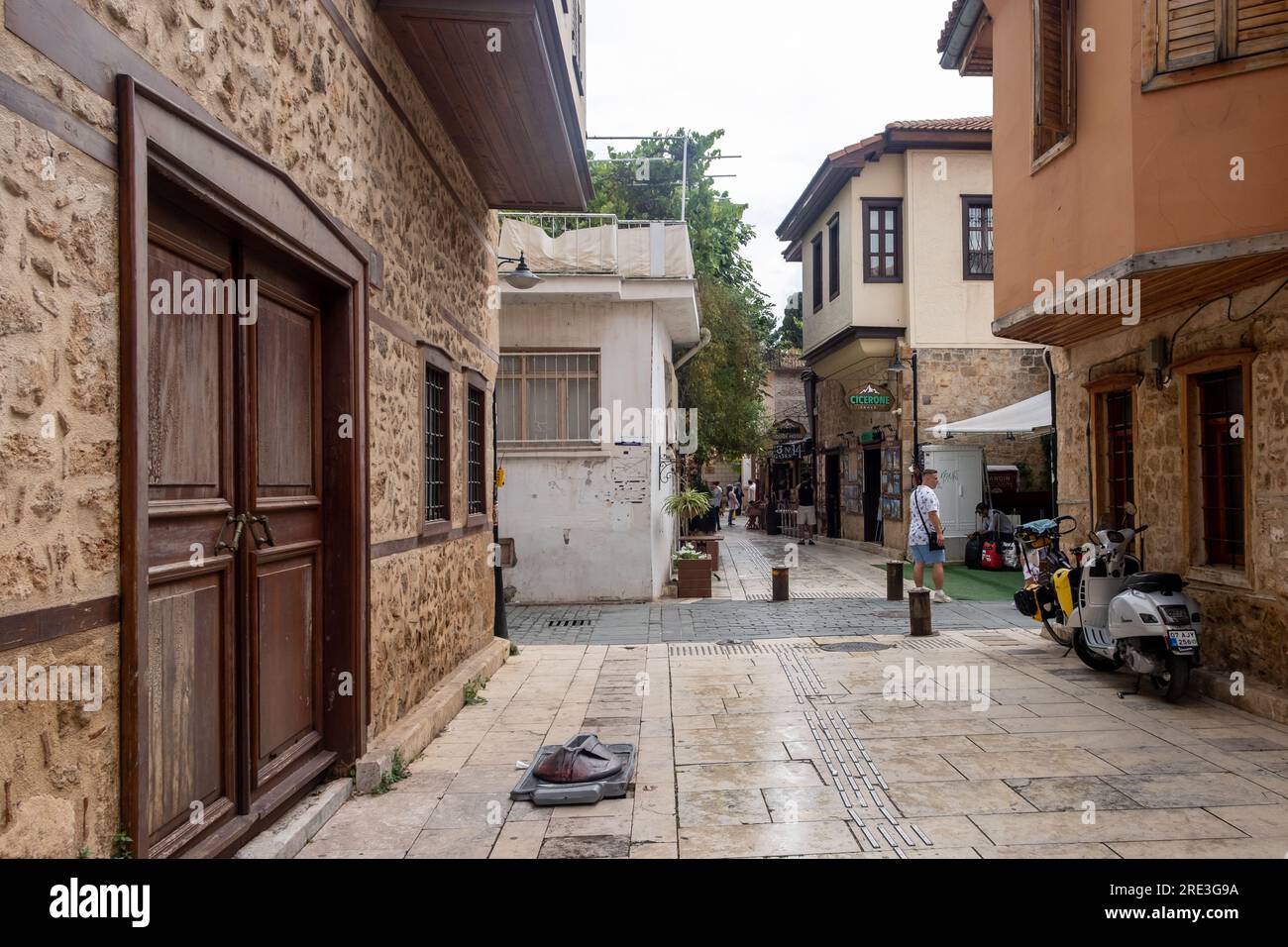 Tourists stroll through the old streets of Antalya, Turkey Stock Photo ...