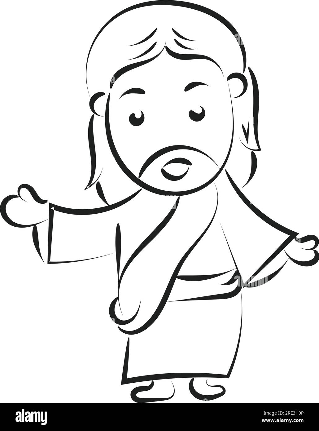 Cute Jesus Christ Line Art For Print Or Use As Poster Card Flyer Or T Shirt Stock Vector Image