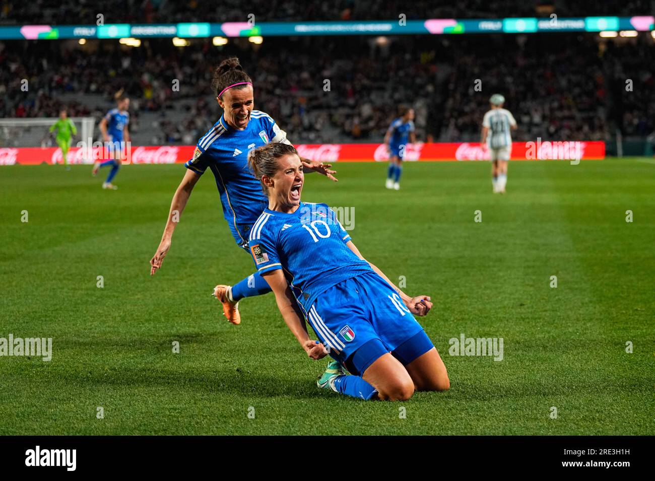 July 24 2023: Cristiana Girelli (Italy) celebrates the teams first goal ...