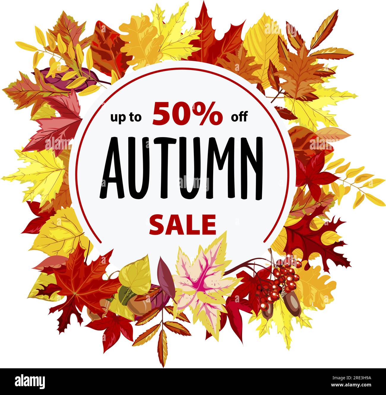 Fall season sale and discounts, promotional banner or poster with 50 ...