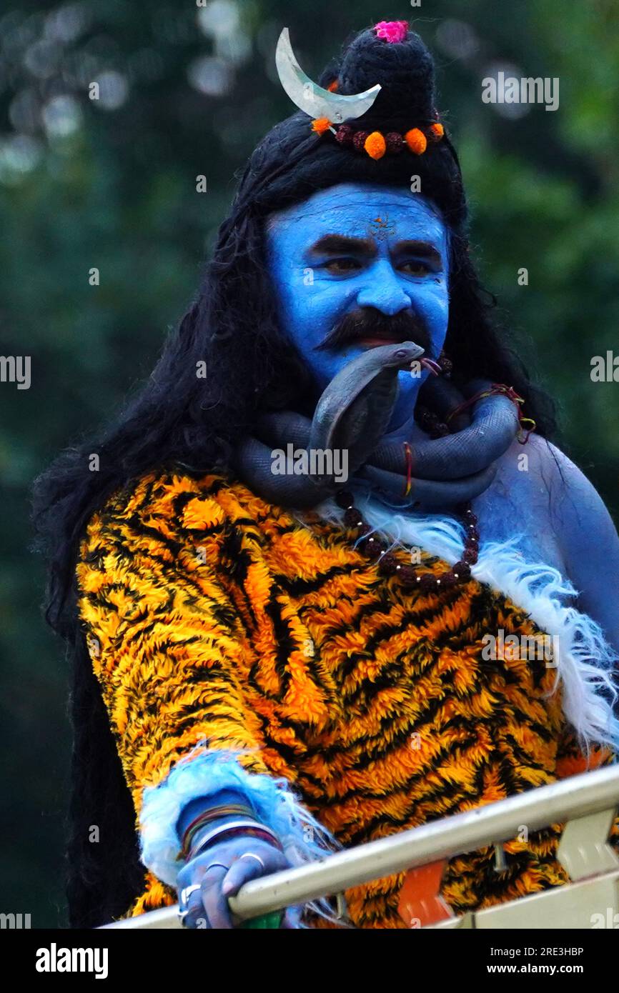 Ajmer, India. 23rd July, 2023. Indian Artist dressed as Hindu Lord ...