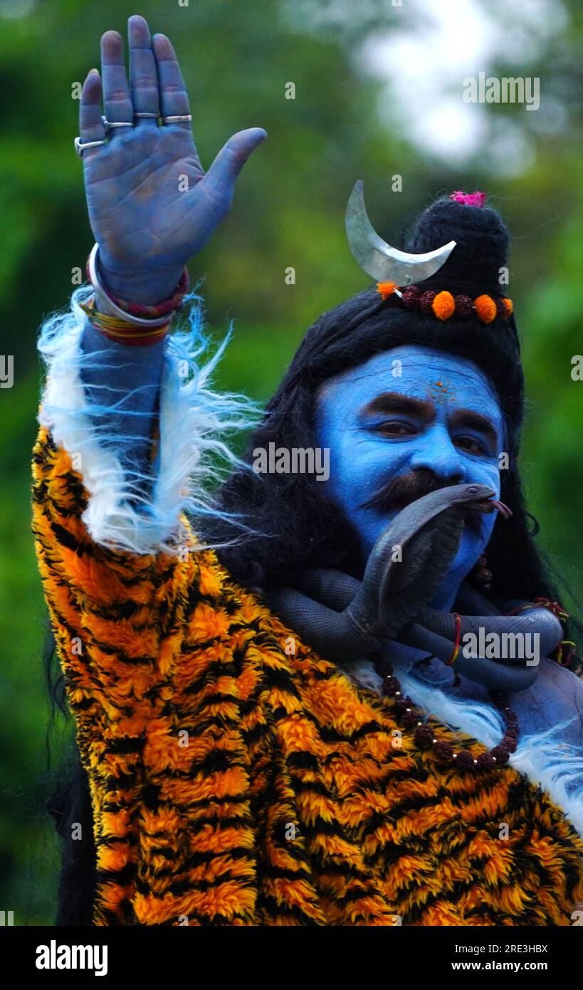 Ajmer, India. 23rd July, 2023. Indian Artist dressed as Hindu Lord ...